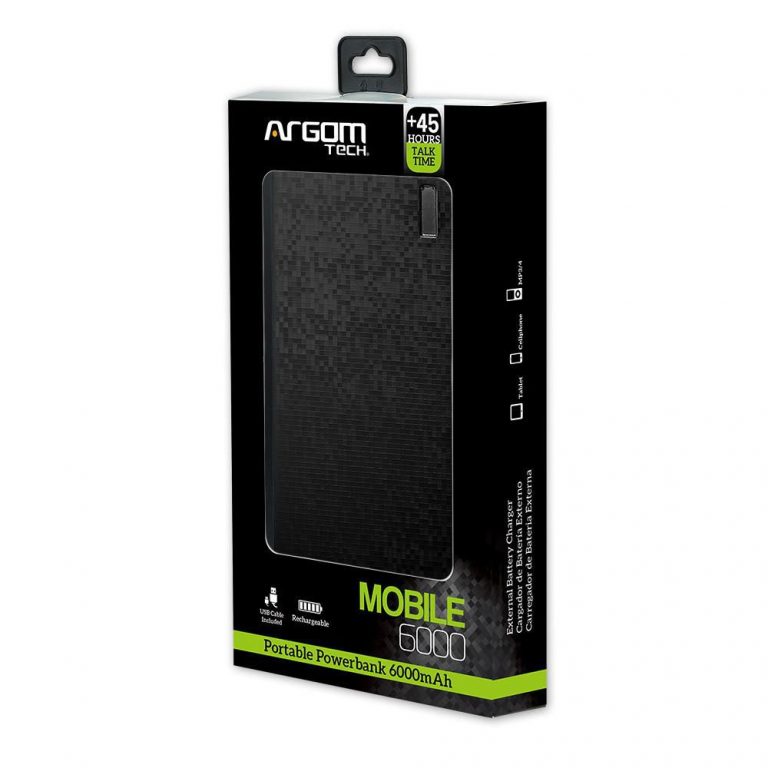 PowerBank Argom 6000 MHA Negro | Precio Guatemala | Kemik